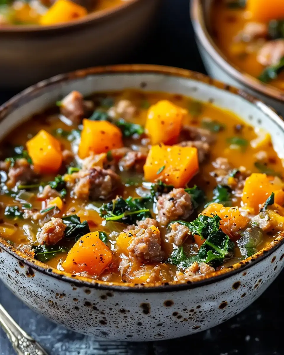 slow cooker butternut squash sausage soup