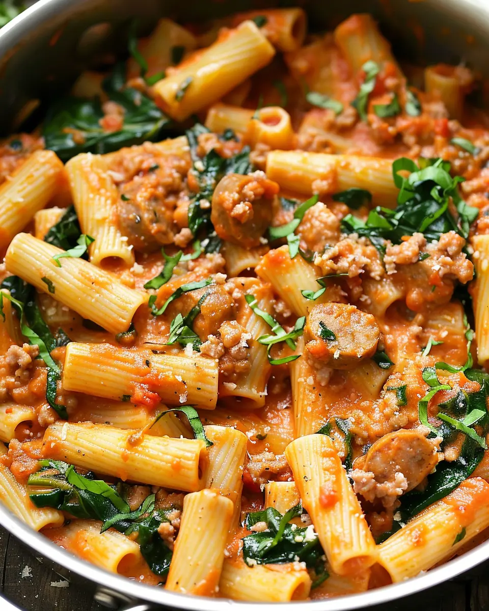 creamy sausage rigatoni